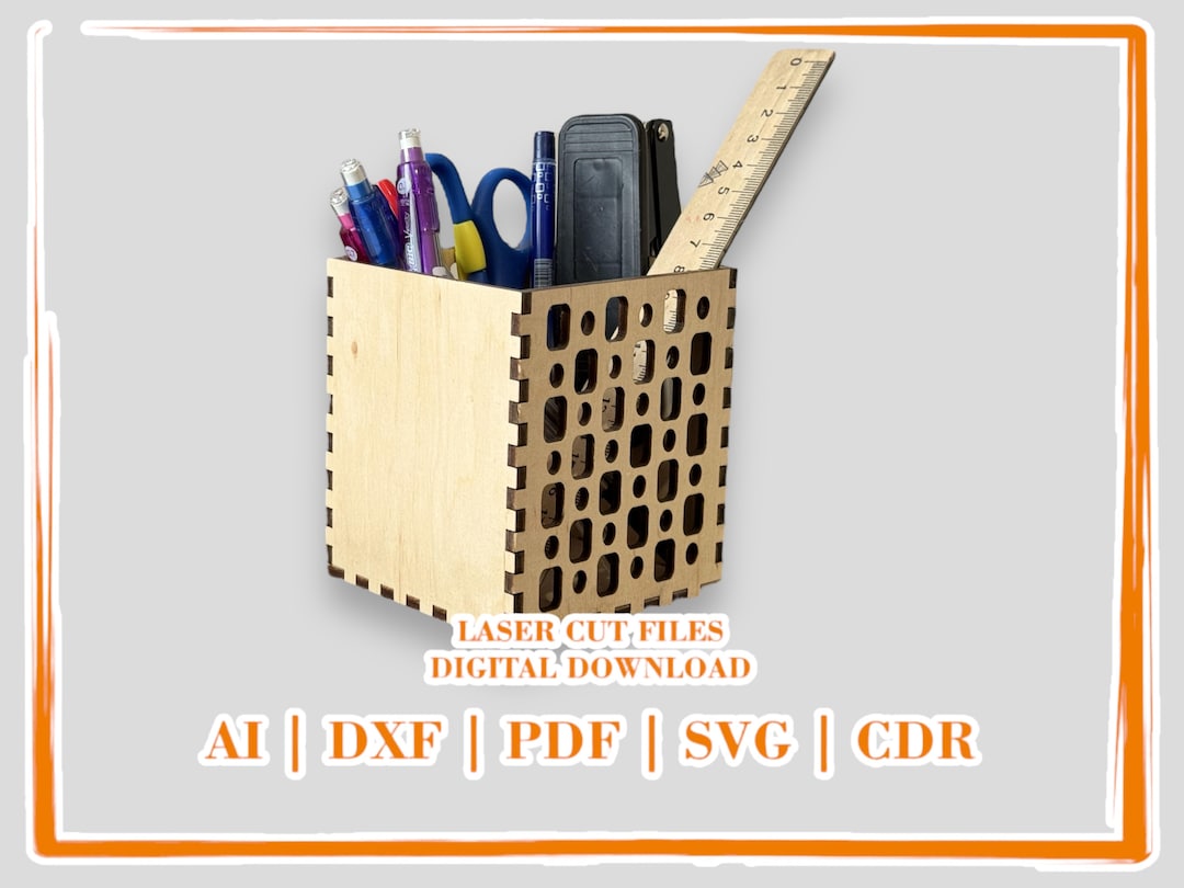 Pen Holder Pencil Holder Svg File Glowforge Holder Wood - Etsy