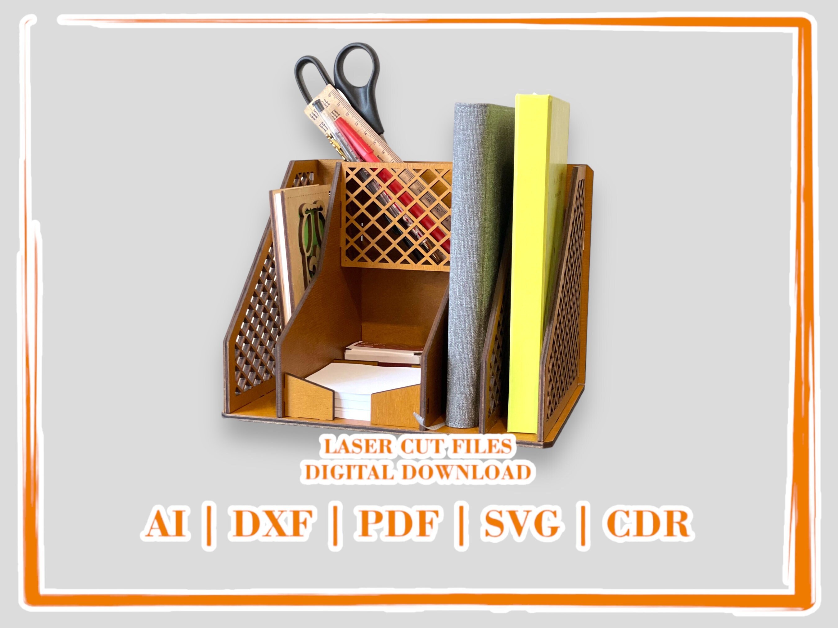 Desktopе Organizer Laser Cut Svg File Glowforge Organizer Svg Organizer ...