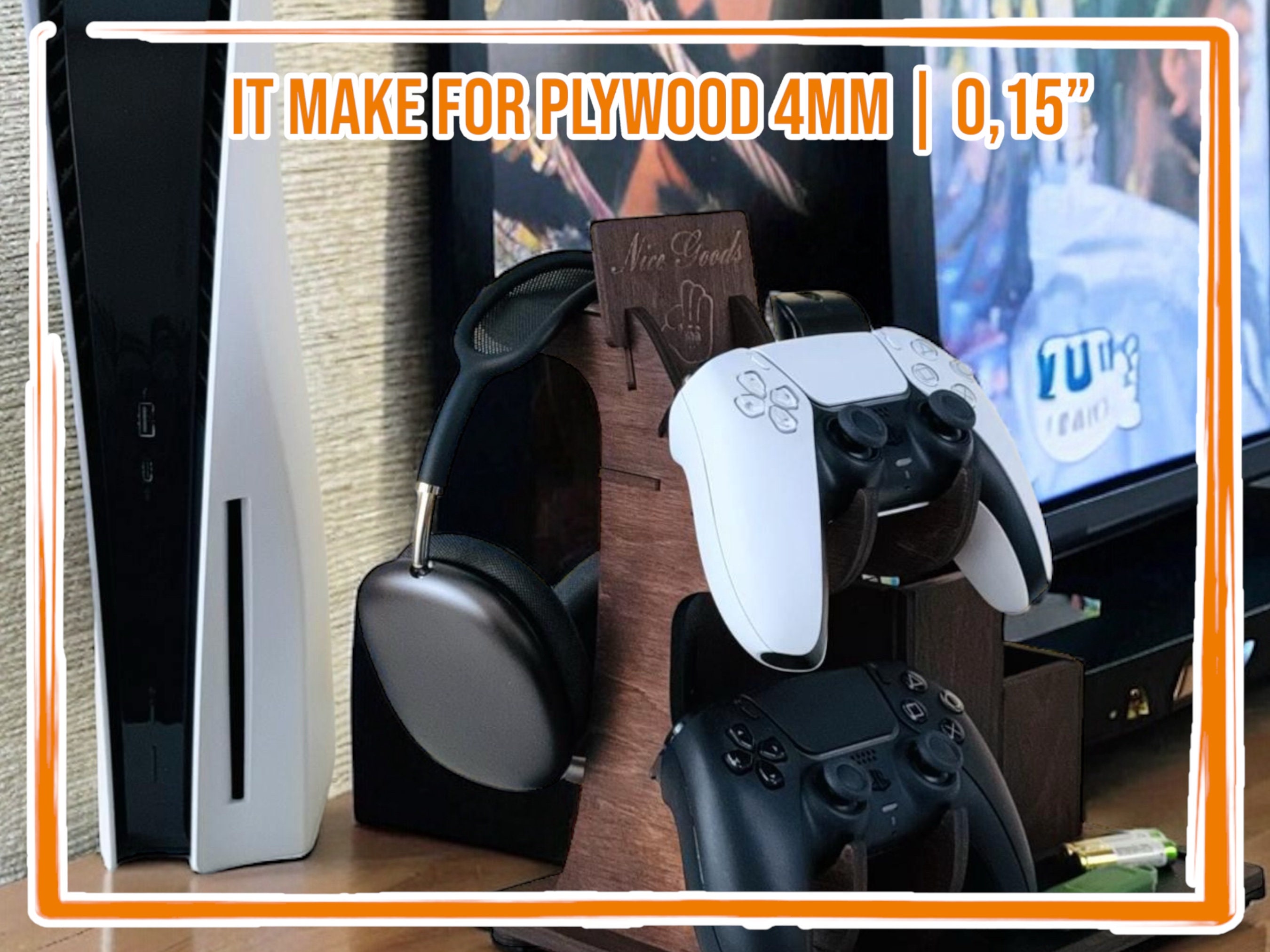 Controller Stand & Headphone Holder Svg Laser Cut Files - Controller ...