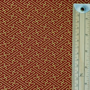 Japanese Cotton Fabric With Red and Gold Sayagata Geometric Pattern - Etsy