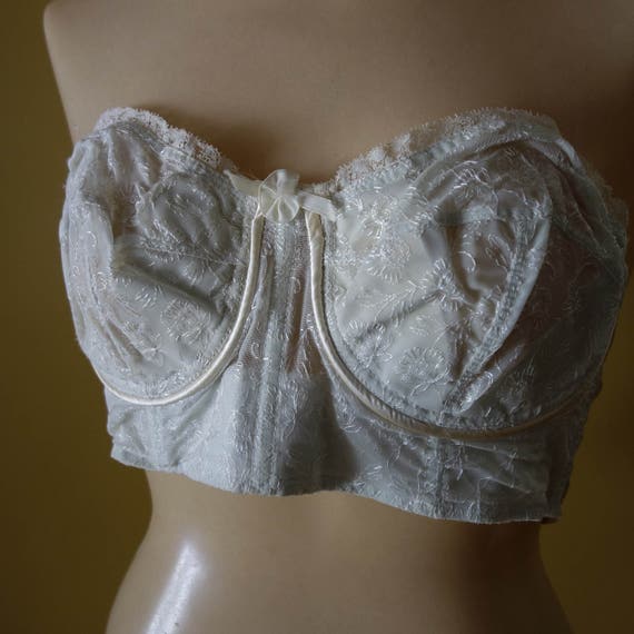 Medium 34 Bust 1950s Vintage Perma Lift Embroidered W… - Gem