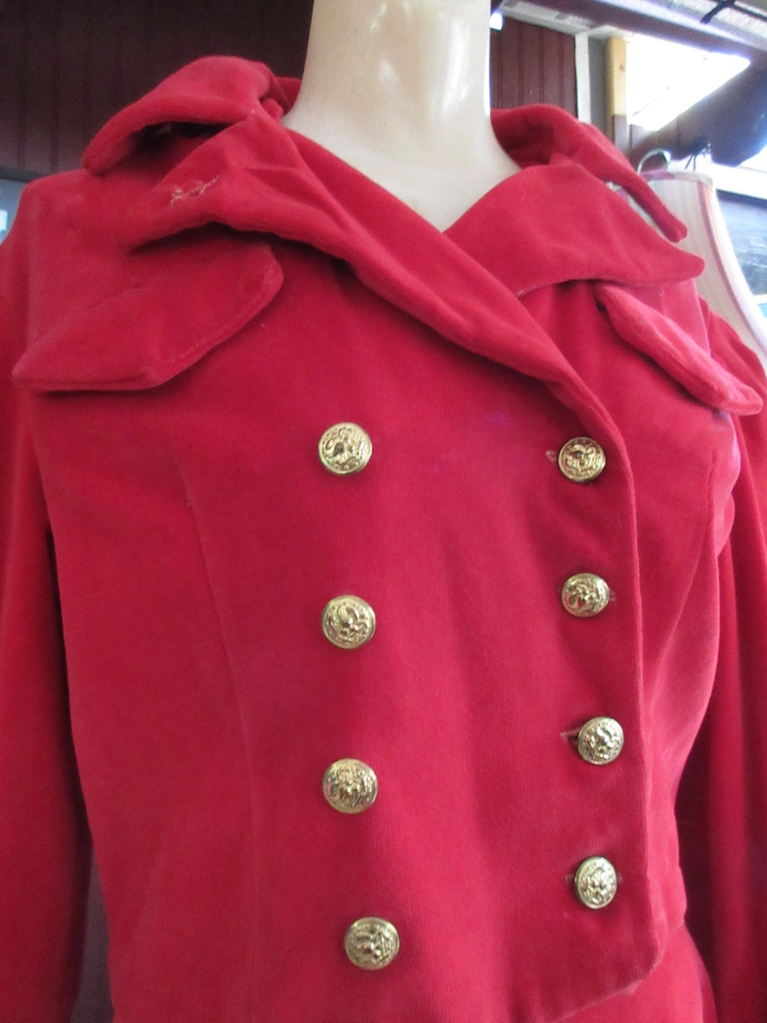 Red Cotton Velvet Rink Togs Small 1940s Ice Skating Costume Matching ...