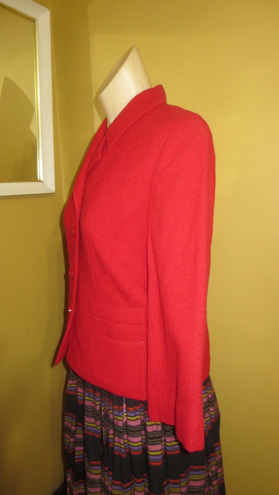 Vintage 1960s Fire Engine Red Wool Boxy Jacket Tailor… - Gem