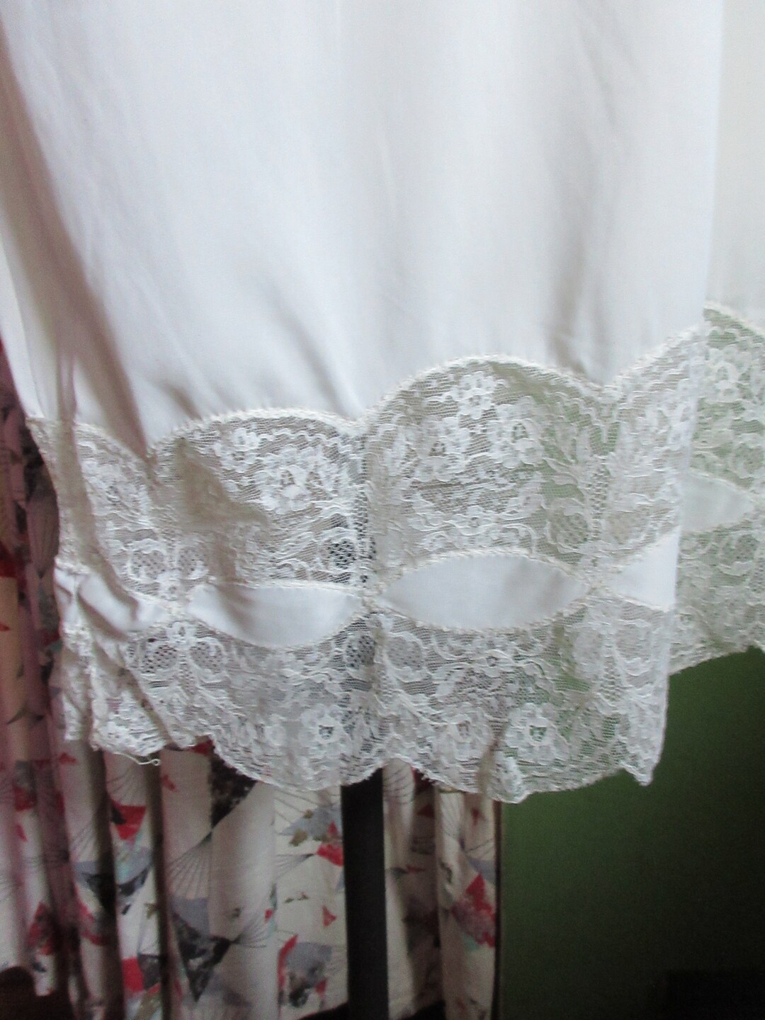 1960s Large 30-38 Waist Lace Trimmed White Nylon Half Slip Wide Lacy ...
