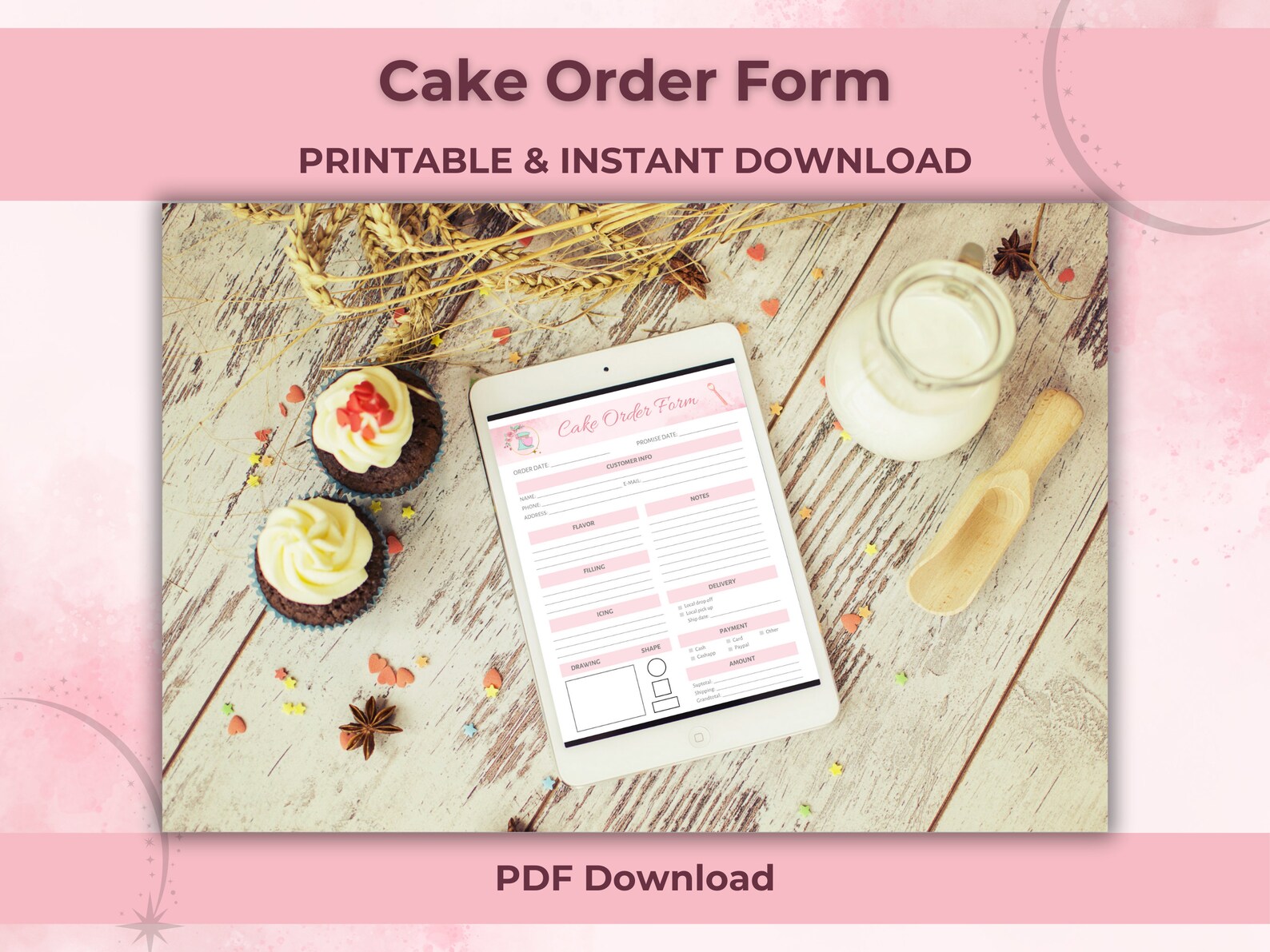 Printable Cake Order Form, Blank Digital Download Cake Order Form ...