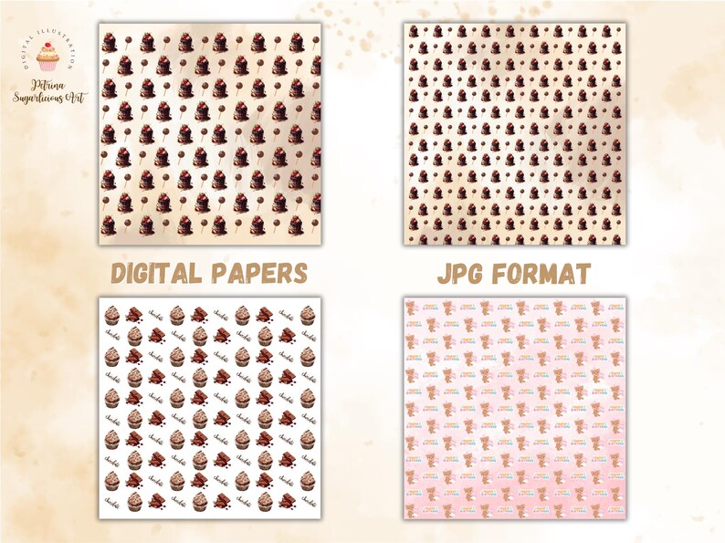 Baking Digital Paper, Birthday Digital Paper, Baked With Love, Cake ...