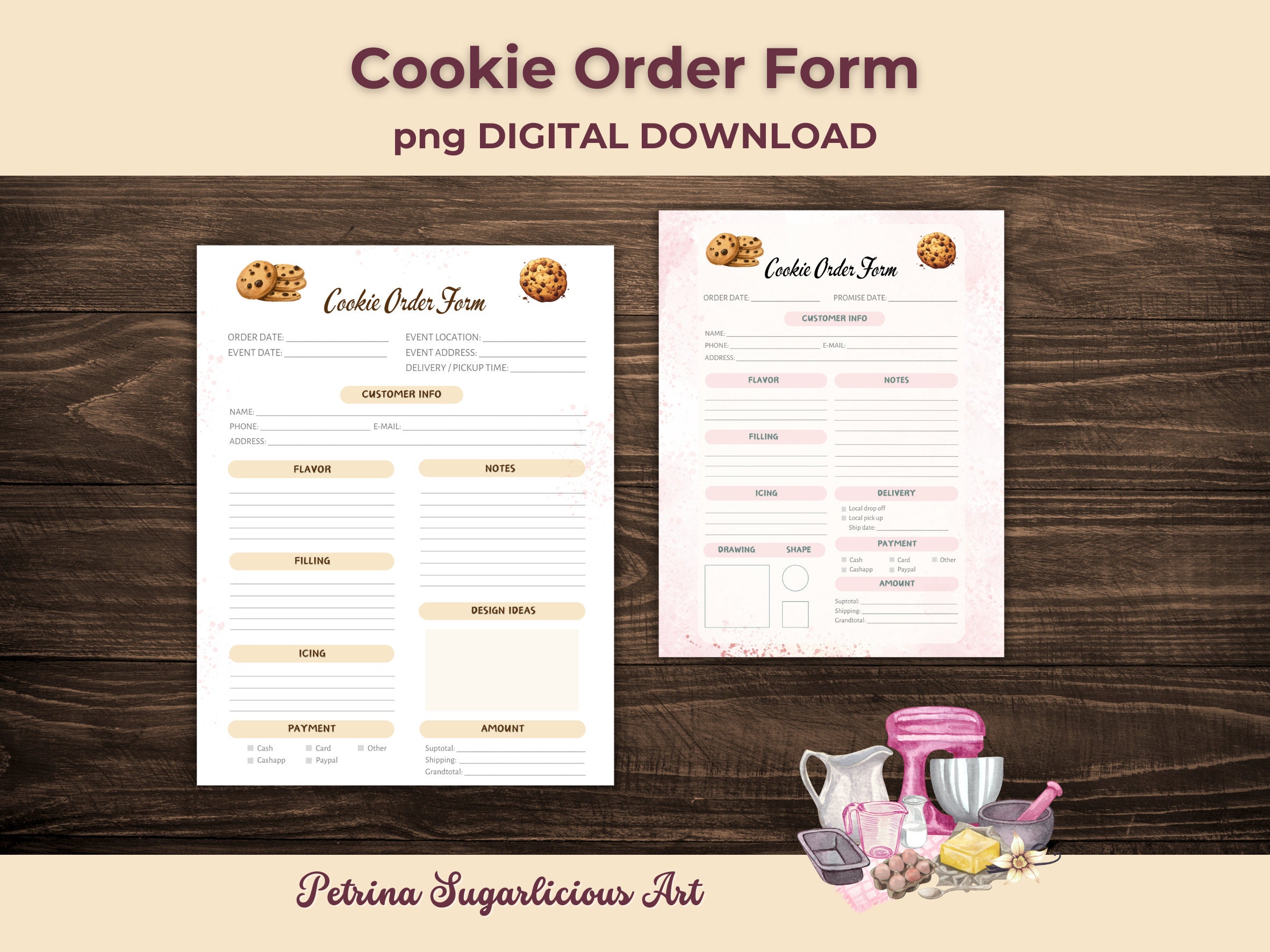 Cookie Order Form, Digital Download Template, 8.5 X 11 Inch, PDF ...