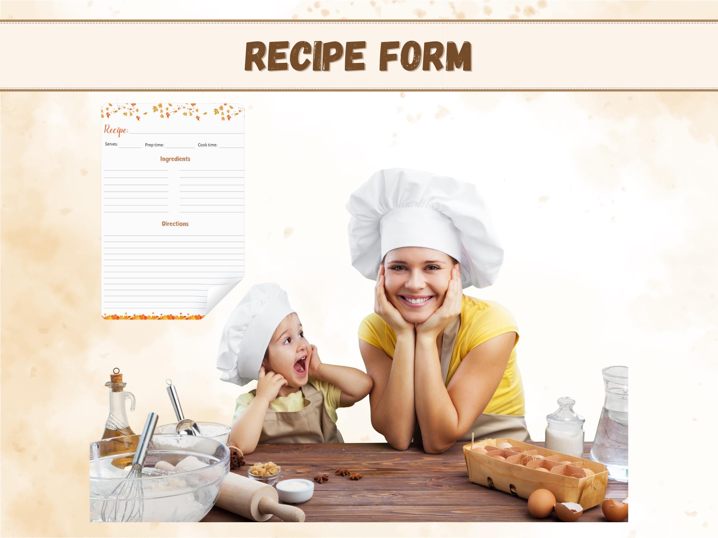 Autumn Printable Recipe Templates, Recipe Box, Recipe Template 8.5x11 ...