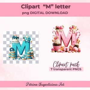 Letter M Clipart Set Birthday Party Clip Decorations Bakery Logo Png ...