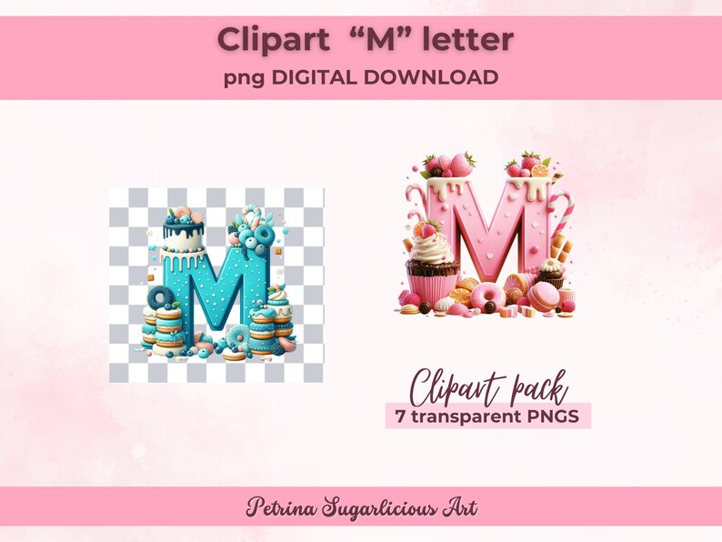 Letter M Clipart Set Birthday Party Clip Decorations Bakery Logo Png ...