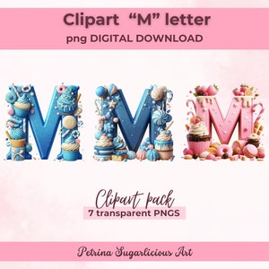 Letter M Clipart Set Birthday Party Clip Decorations Bakery Logo Png ...
