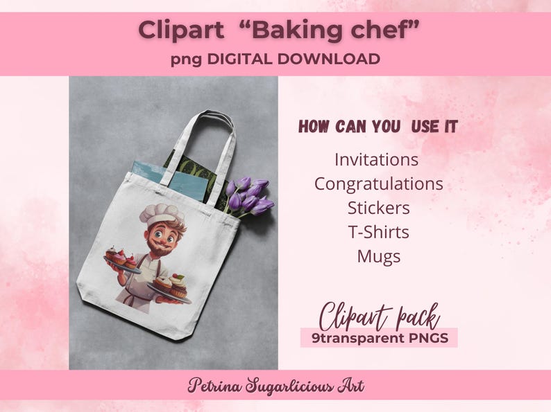 Pastry Chef, Baking Chef Clipart Set, Bakery Logo Png, Instant Download ...