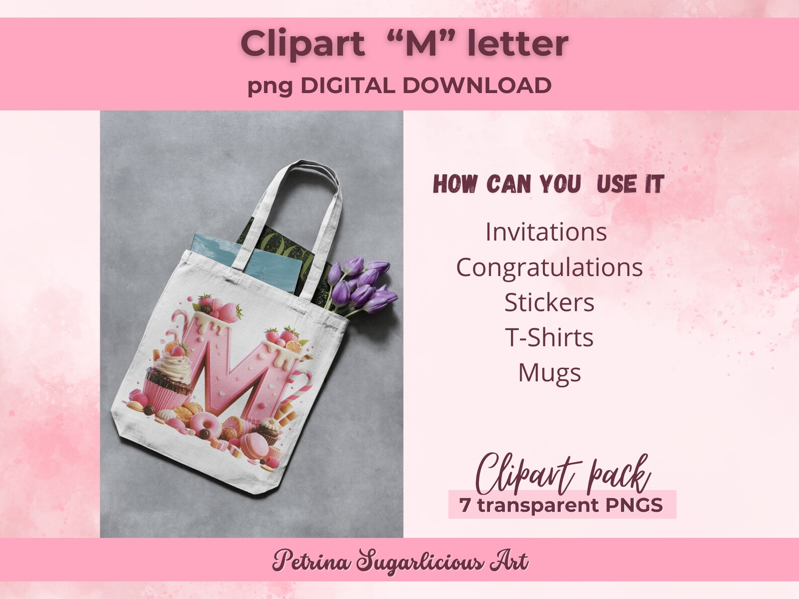 Letter M Clipart Set Birthday Party Clip Decorations Bakery Logo Png ...