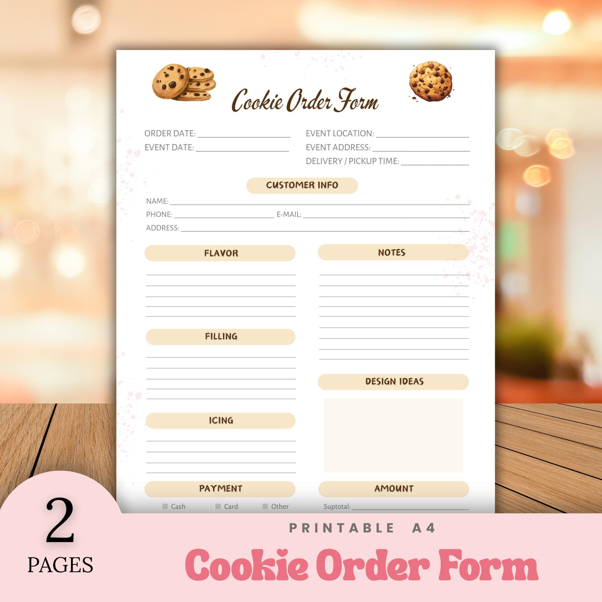 Cookie Order Form, Digital Download Template, 8.5 X 11 Inch, PDF ...