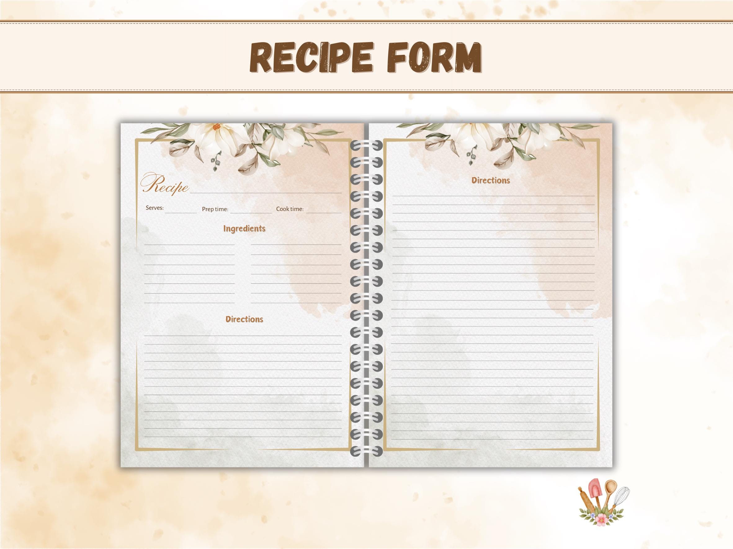 Printable Recipe Templates, Digital Download A4, Home Baking Recipe ...