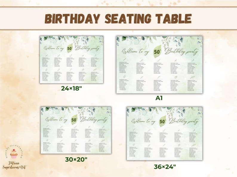 Editable Birthday Seating Chart Template, Modern Minimalist, My ...