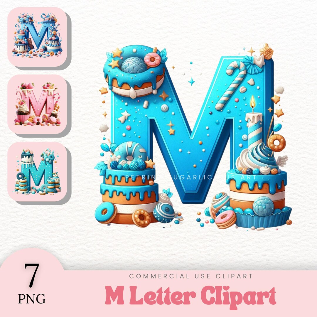 Letter M Clipart Set Birthday Party Clip Decorations Bakery Logo Png ...