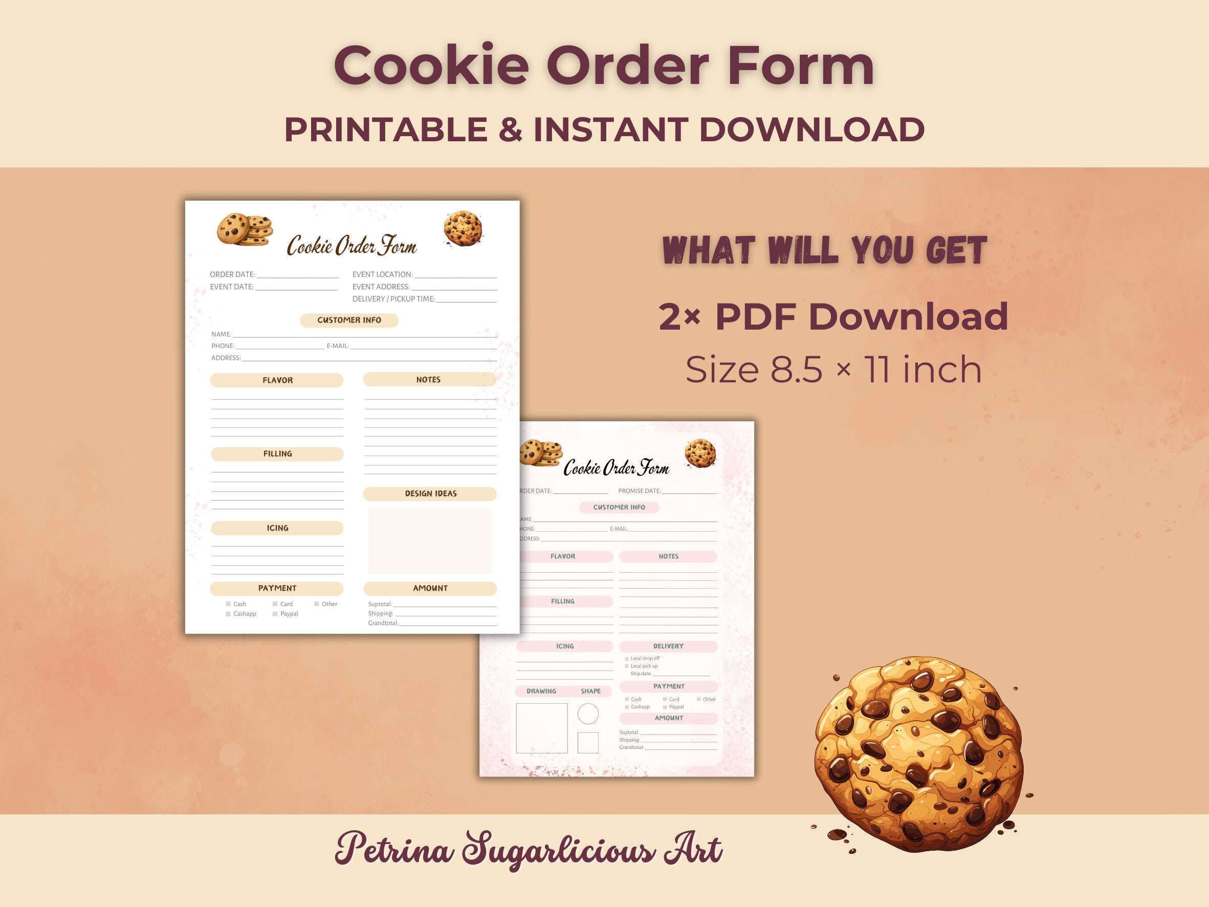 Cookie Order Form, Digital Download Template, 8.5 X 11 Inch, PDF ...