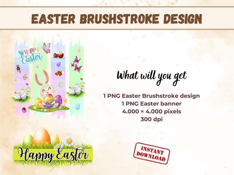 Easter Brushstroke PNG | Chocolate Bunny & Easter Egg Clipart | Happy ...