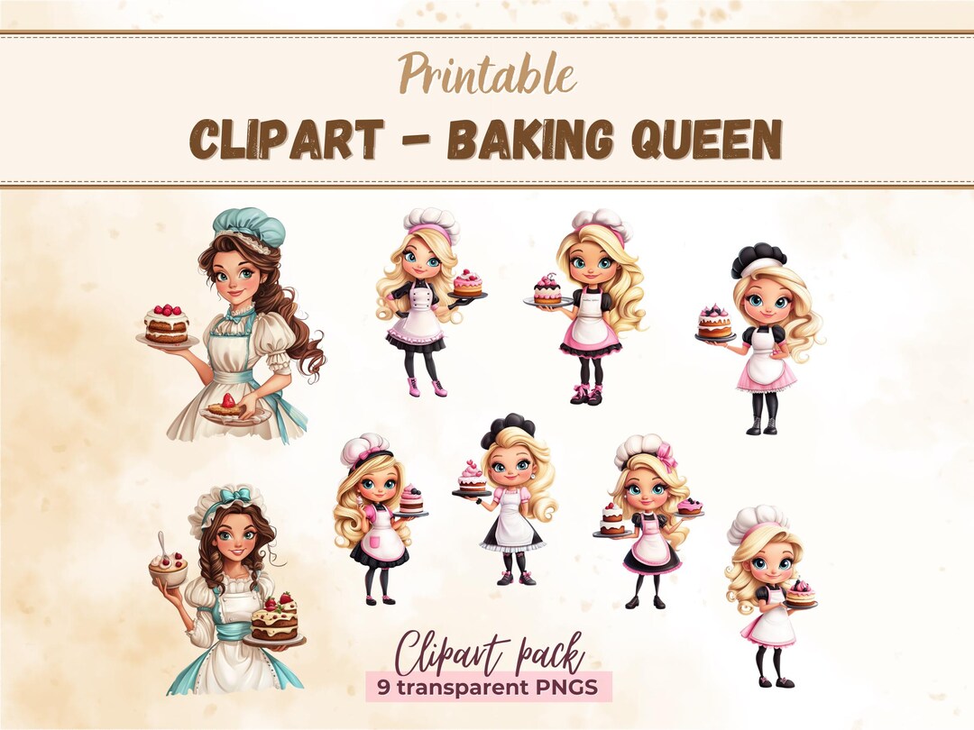 Baking Queen Clipart Set Bakery Logo Png Instant Download - Etsy