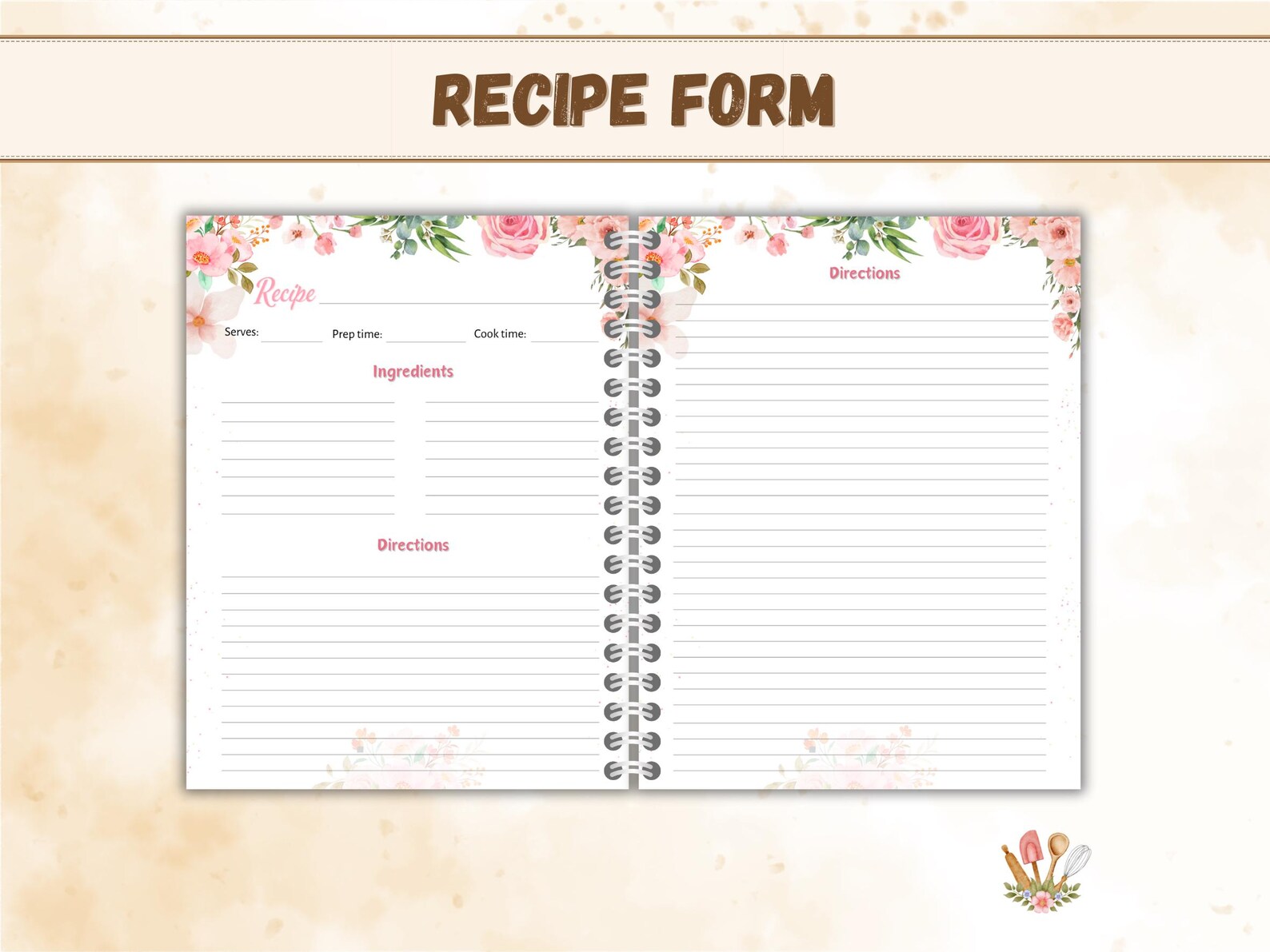 Printable Recipe Templates, Digital Download 8.5 X 11 Inch A4, Home ...