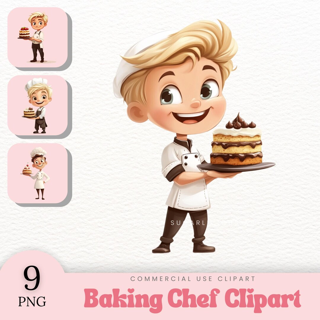 Pastry Chef, Baking Chef Clipart Set, Bakery Logo Png, Instant Download ...
