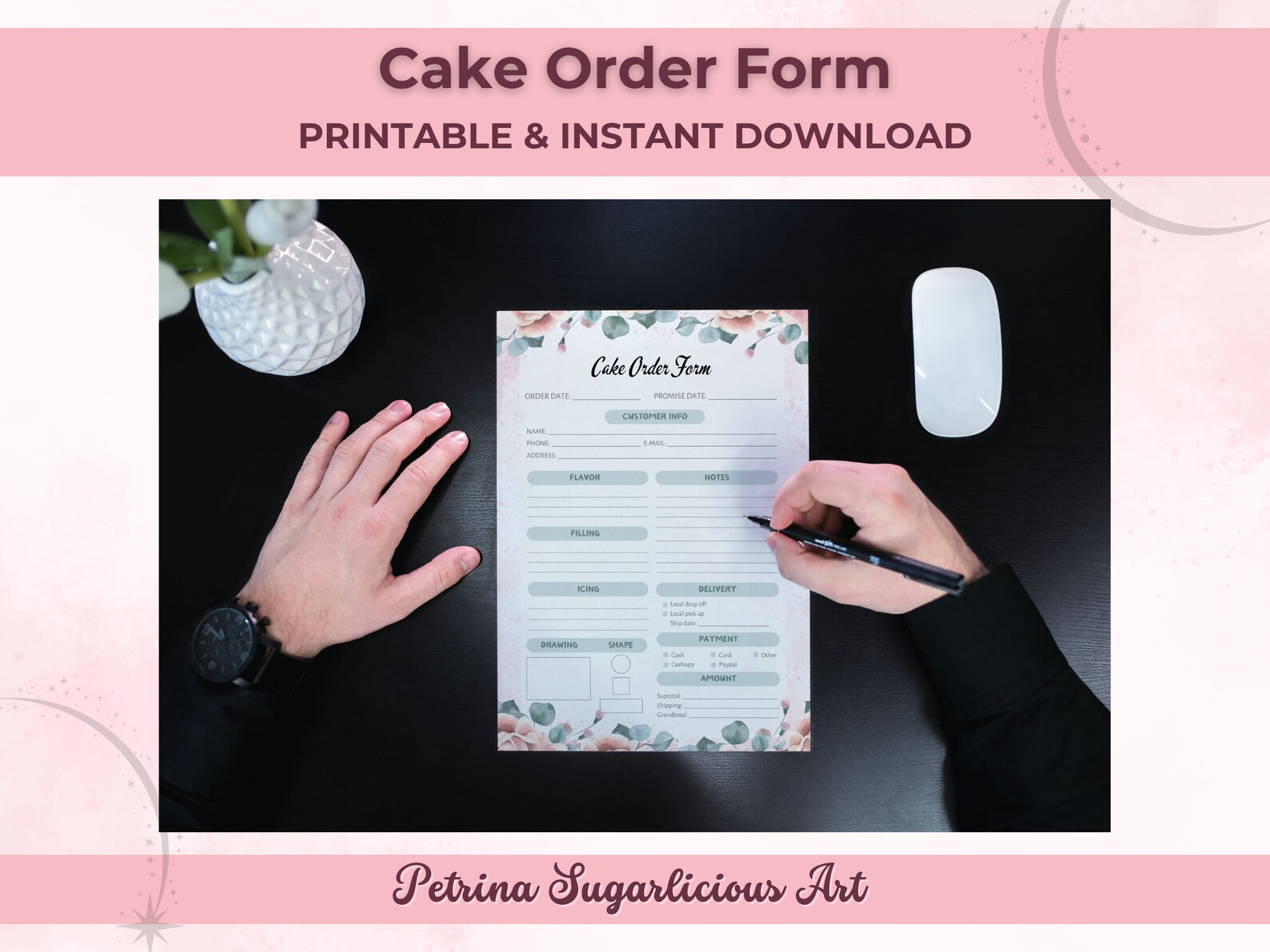 Printable Cake Order Form, Blank Digital Download Cake Order Form ...
