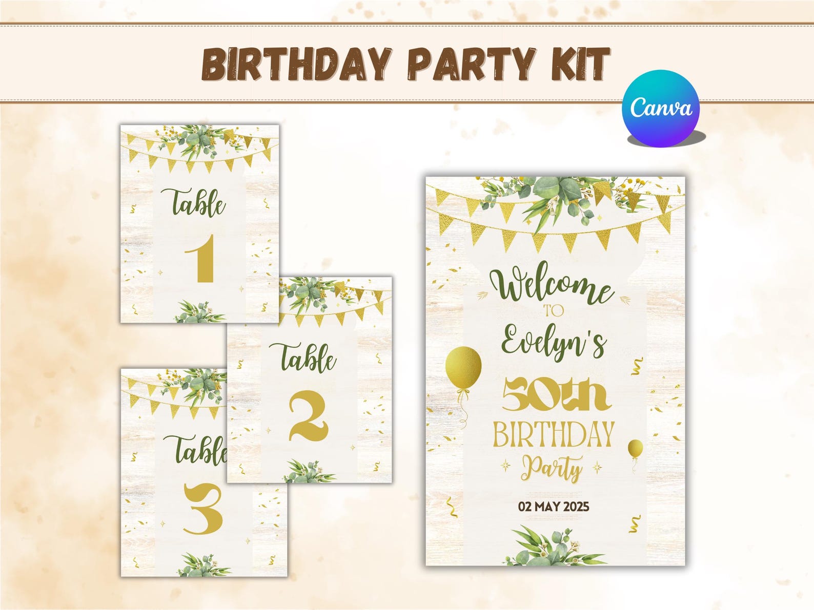 Editable Birthday Party Bundle | Seating Table, Welcome Chart, Table ...