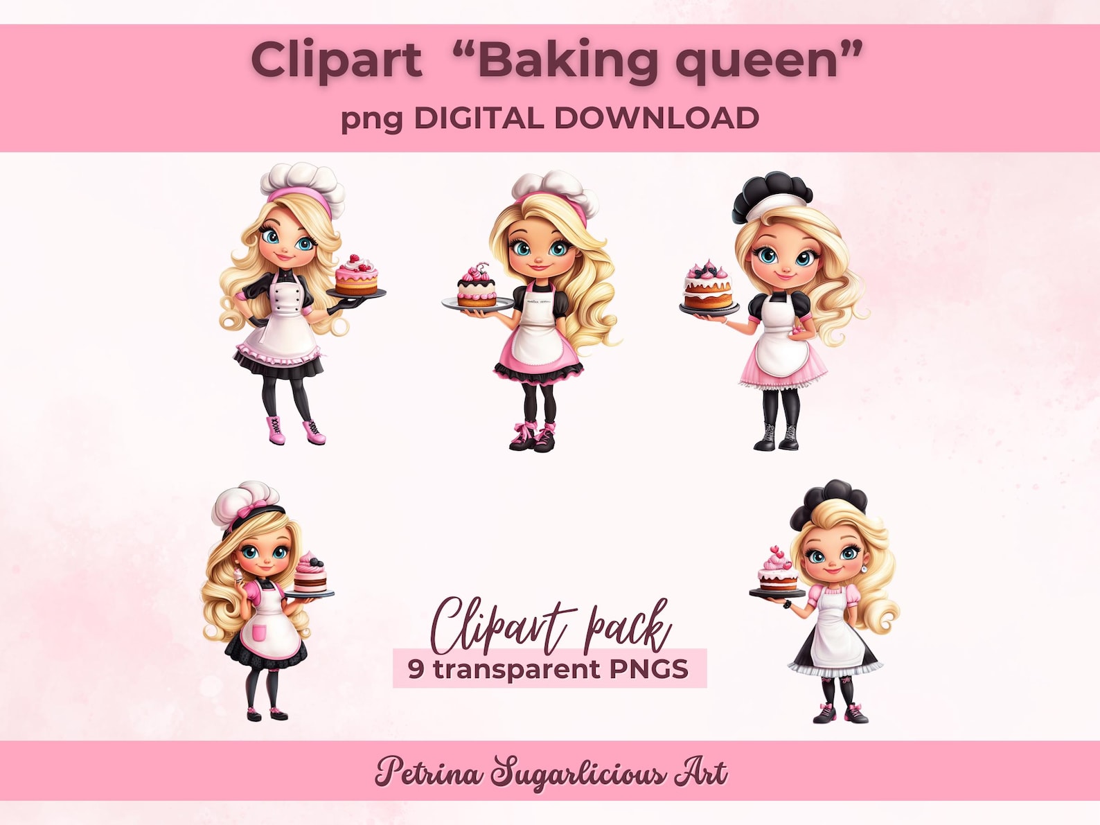 Baking Queen Clipart Set Bakery Logo Png Instant Download - Etsy