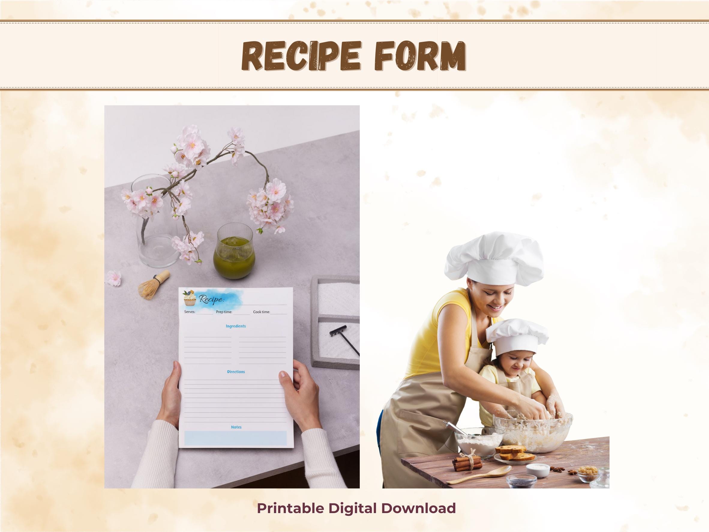 Printable Recipe Template, Digital Download 8.5 X 11 Inch A4, Home ...