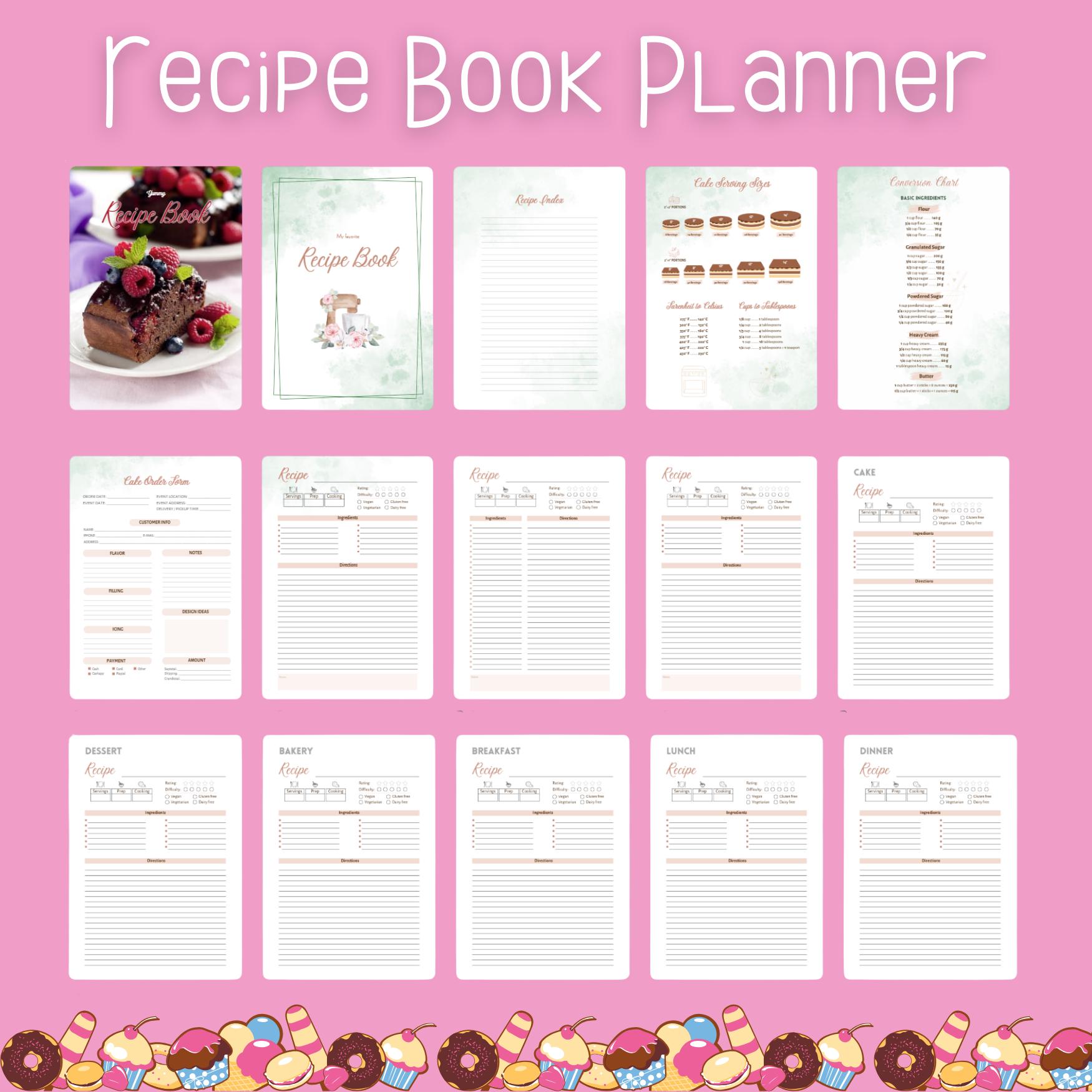 Printable Recipe Book Template | Custom Cookbook Pages | Baking Tips ...