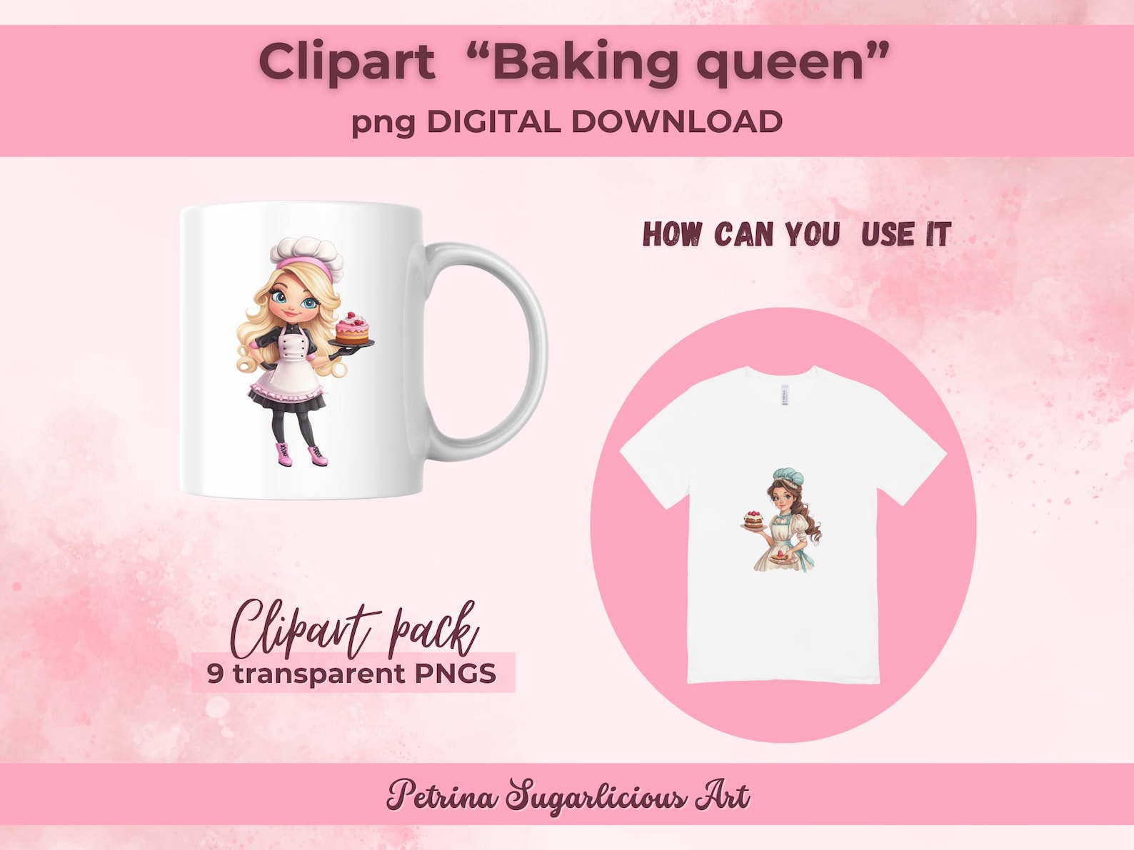 Baking Queen Clipart Set Bakery Logo Png Instant Download - Etsy
