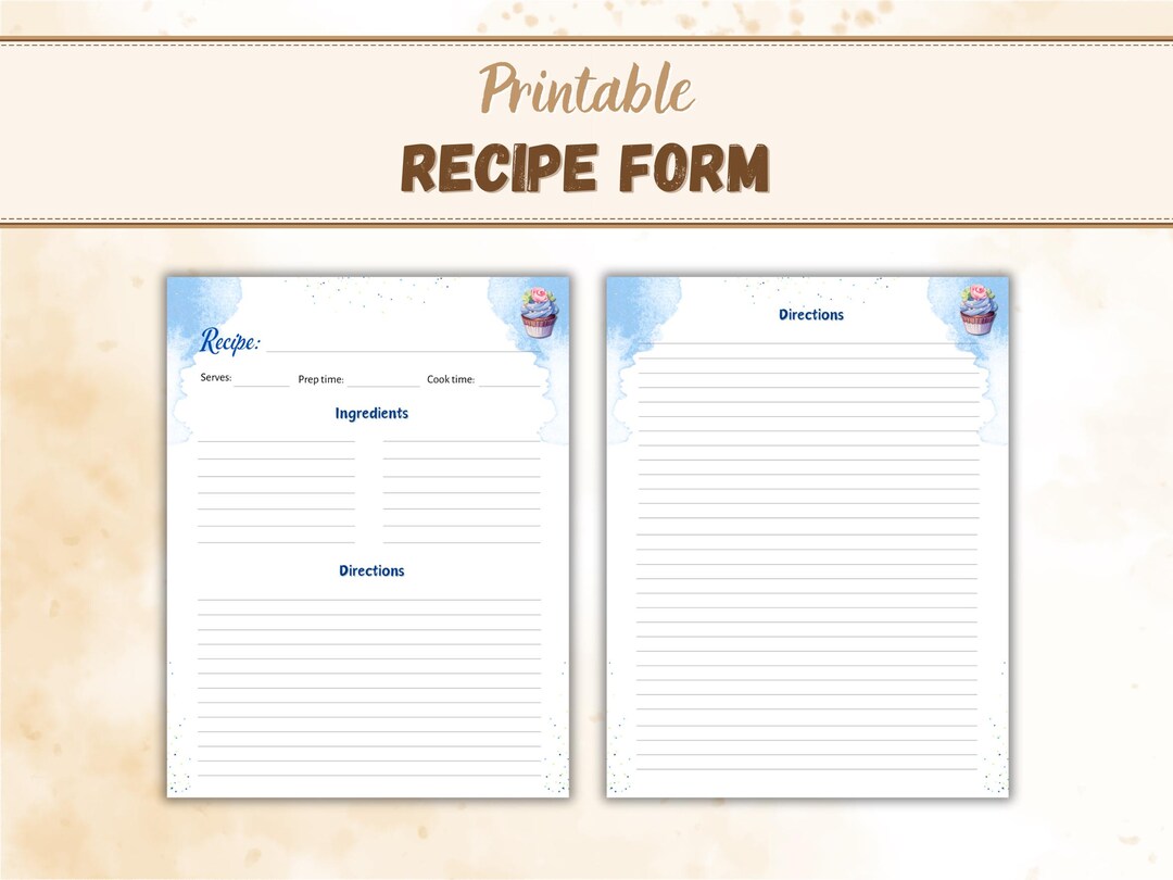 Printable Recipe Templates, Digital Download 8.5 X 11 Inch A4, Home ...