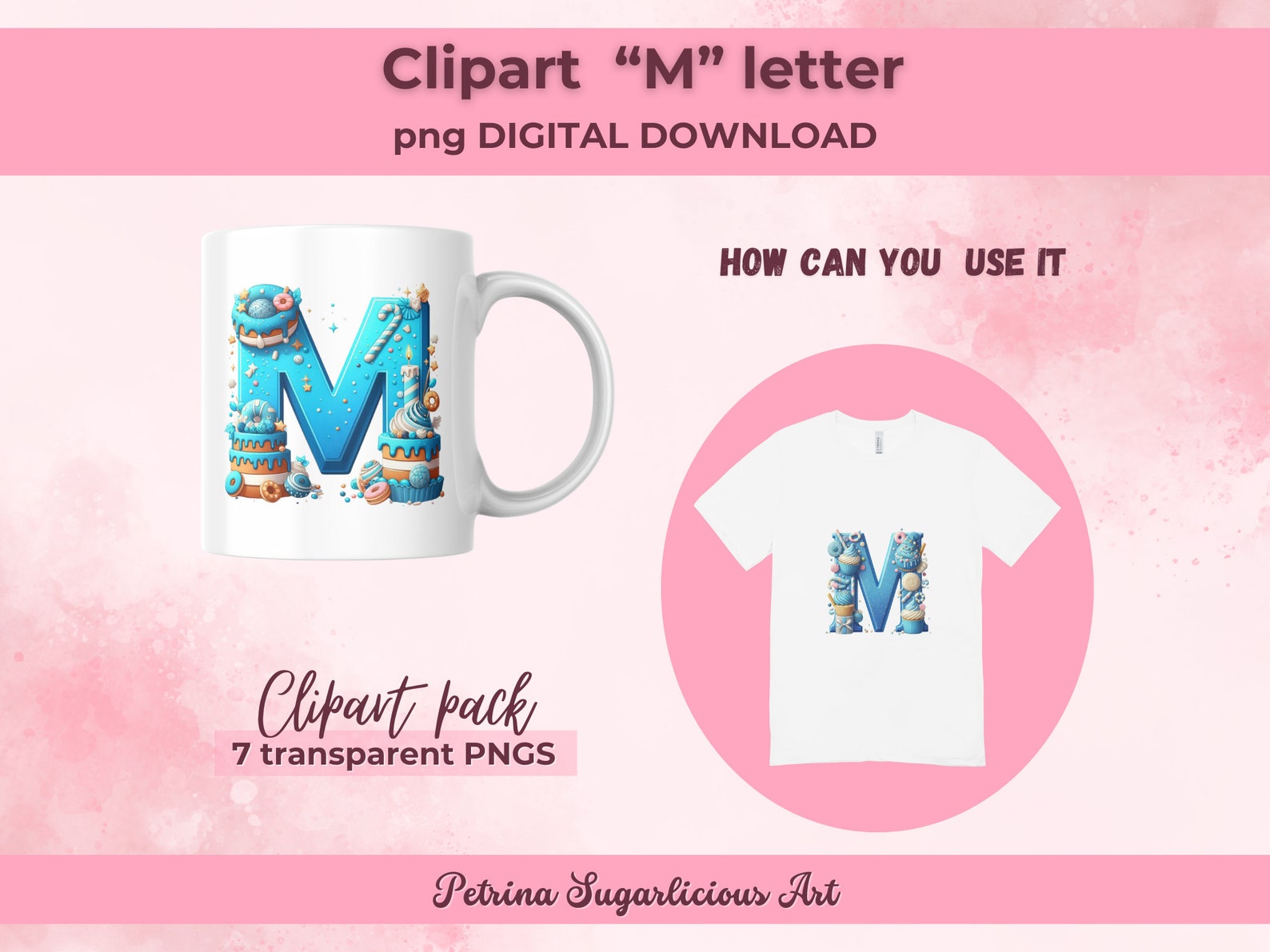 Letter M Clipart Set Birthday Party Clip Decorations Bakery Logo Png ...