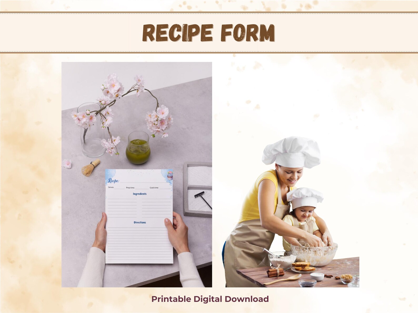 Printable Recipe Templates, Digital Download 8.5 X 11 Inch A4, Home ...