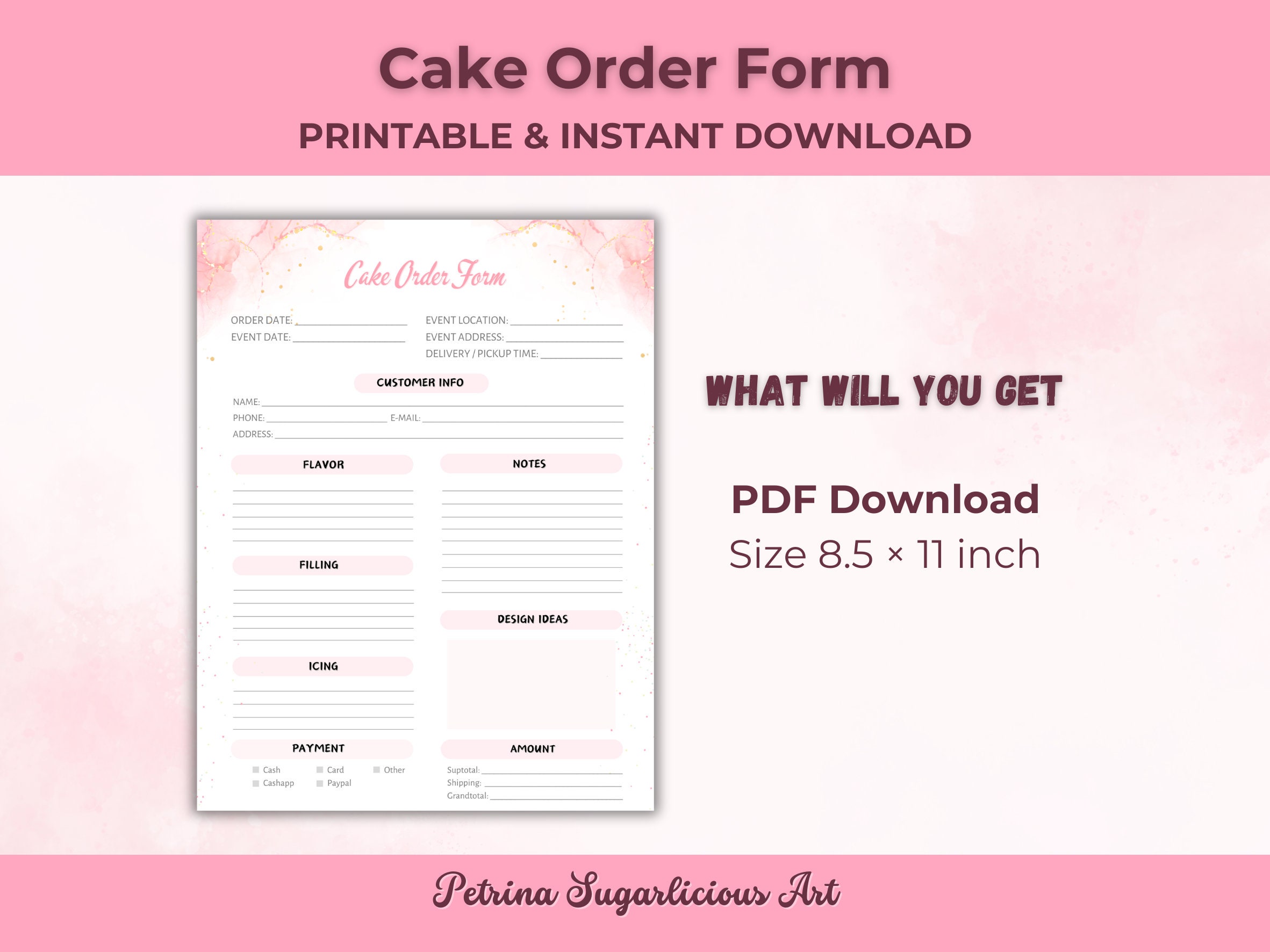 Printable Cake Order Form, Cookie Order Form, Muffin Order Form ...