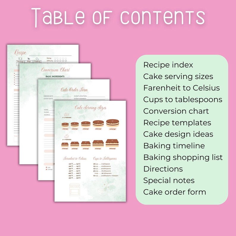 Printable Recipe Book Template | Custom Cookbook Pages | Baking Tips ...