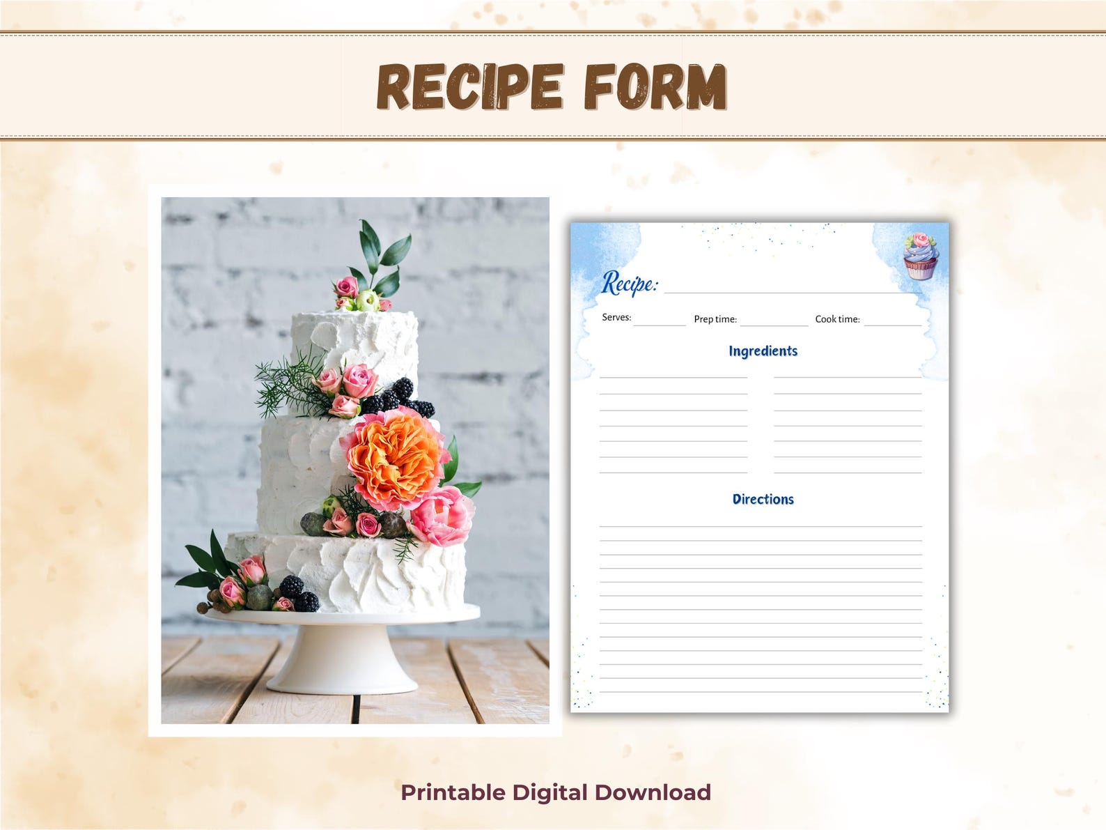 Printable Recipe Templates, Digital Download 8.5 X 11 Inch A4, Home ...