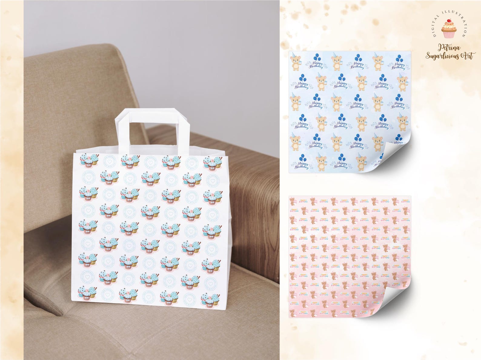 Baking Digital Paper, Birthday Digital Paper, Baked With Love, Cake ...