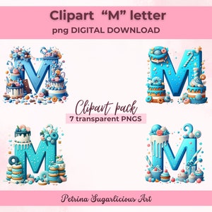 Letter M Clipart Set Birthday Party Clip Decorations Bakery Logo Png ...