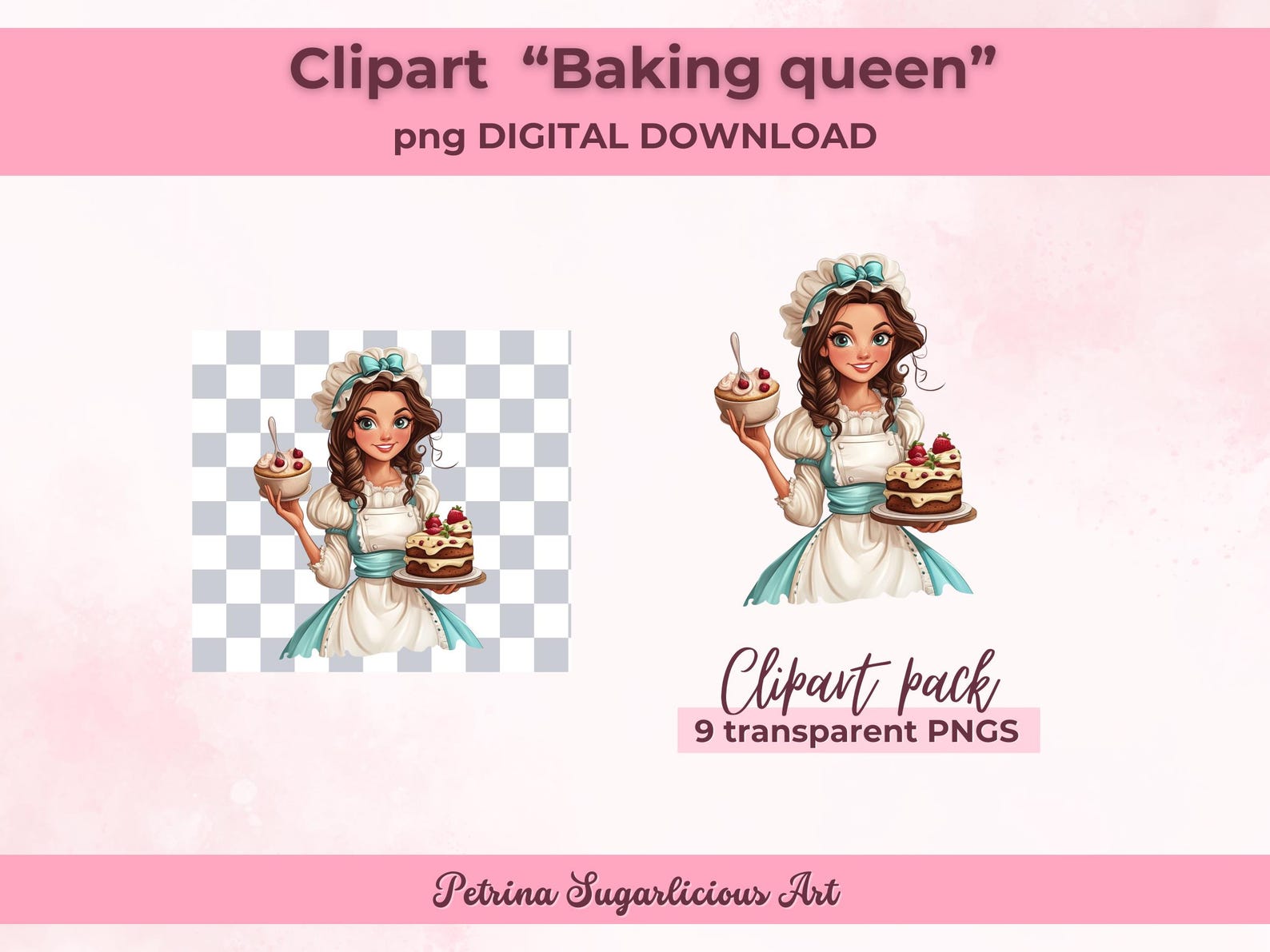 Baking Queen Clipart Set Bakery Logo Png Instant Download - Etsy