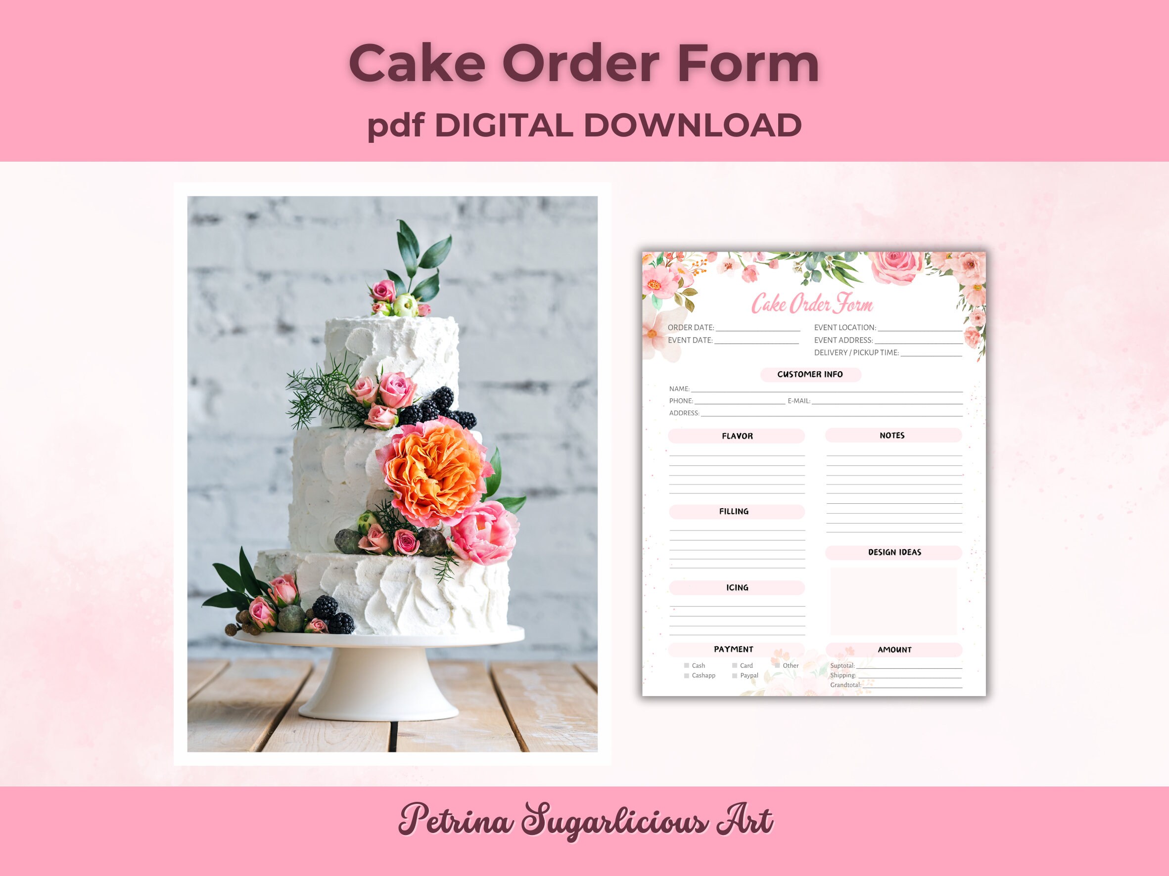 Printable Cake Order Form, Cookie Order Form, Muffin Order Form ...