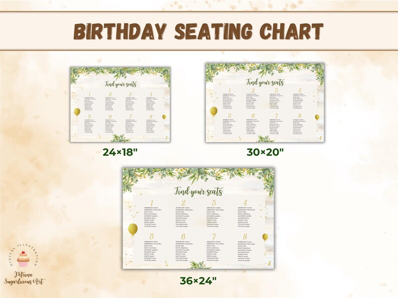 Editable Birthday Party Bundle | Seating Table, Welcome Chart, Table ...