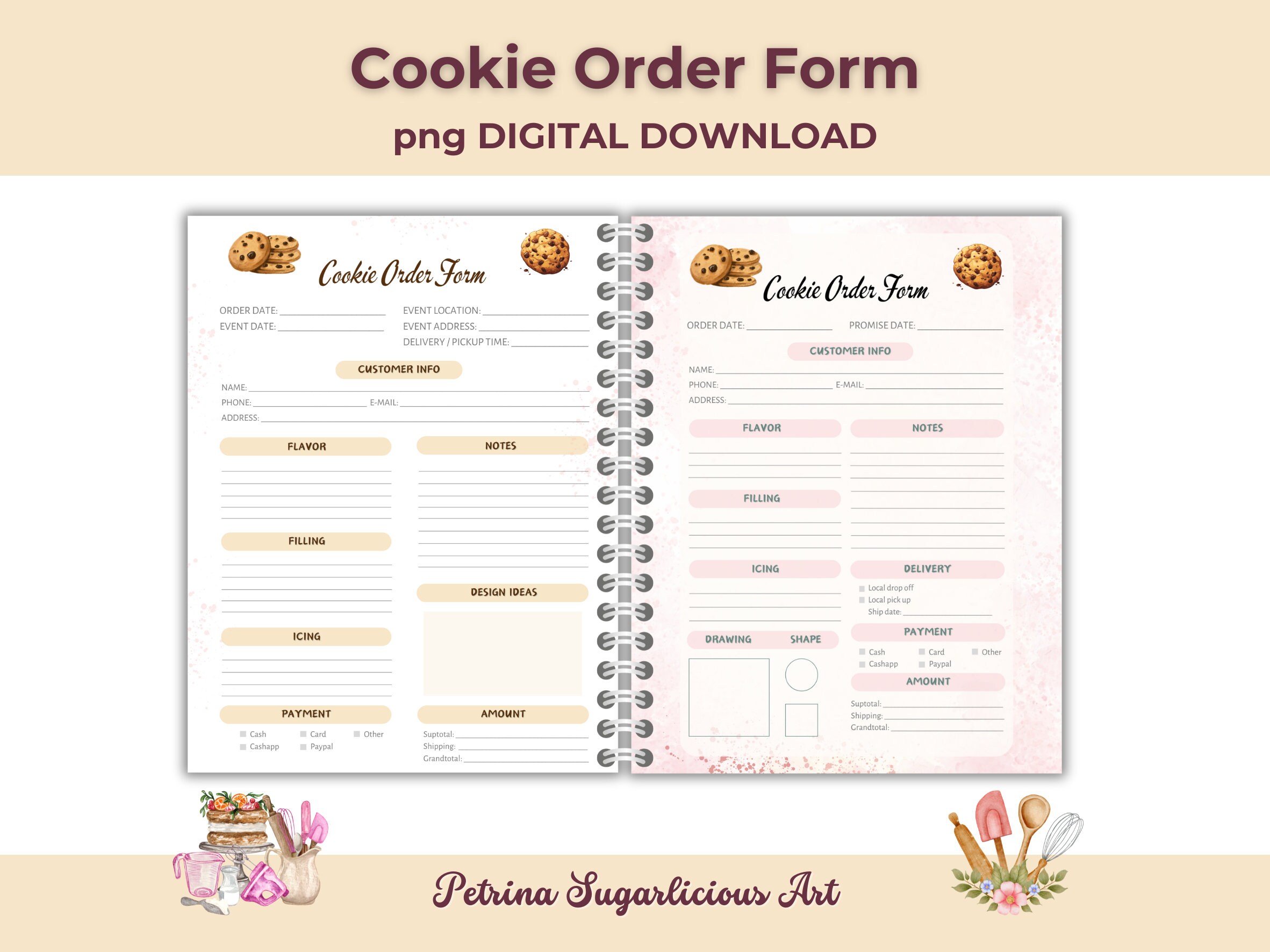 Cookie Order Form, Digital Download Template, 8.5 X 11 Inch, PDF ...