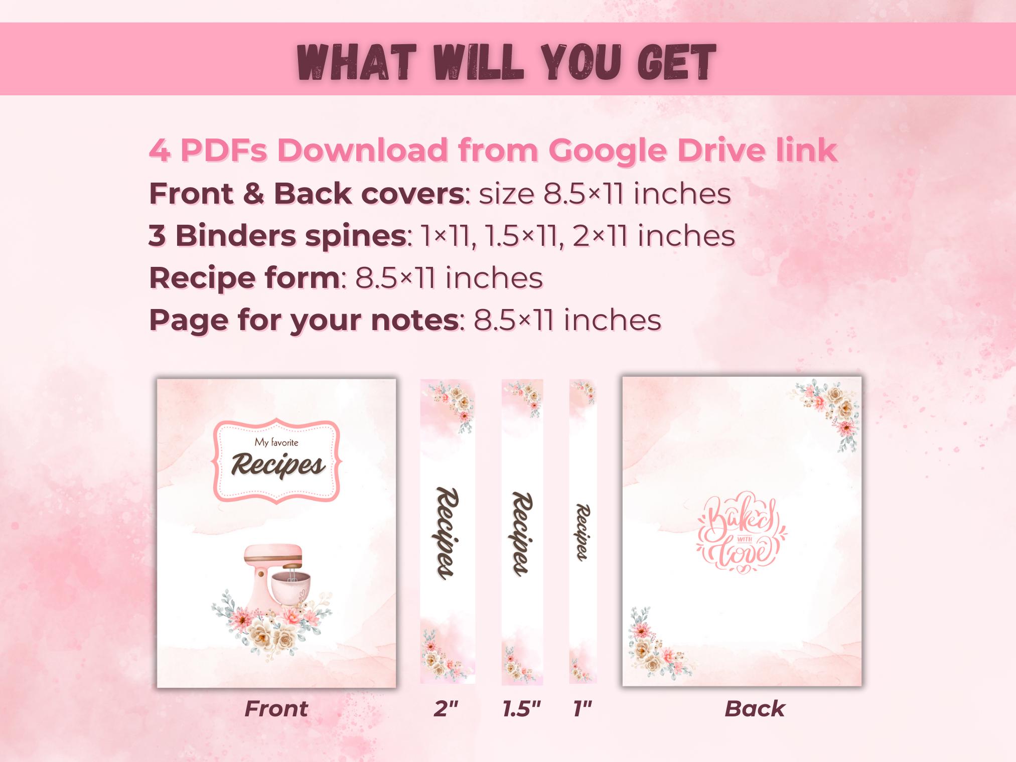 Printable Recipe Binder Cover, Recipe Binder, Recipe Box, Cake Order ...