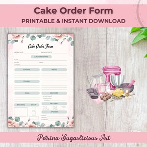Printable Cake Order Form, Blank Digital Download Cake Order Form ...