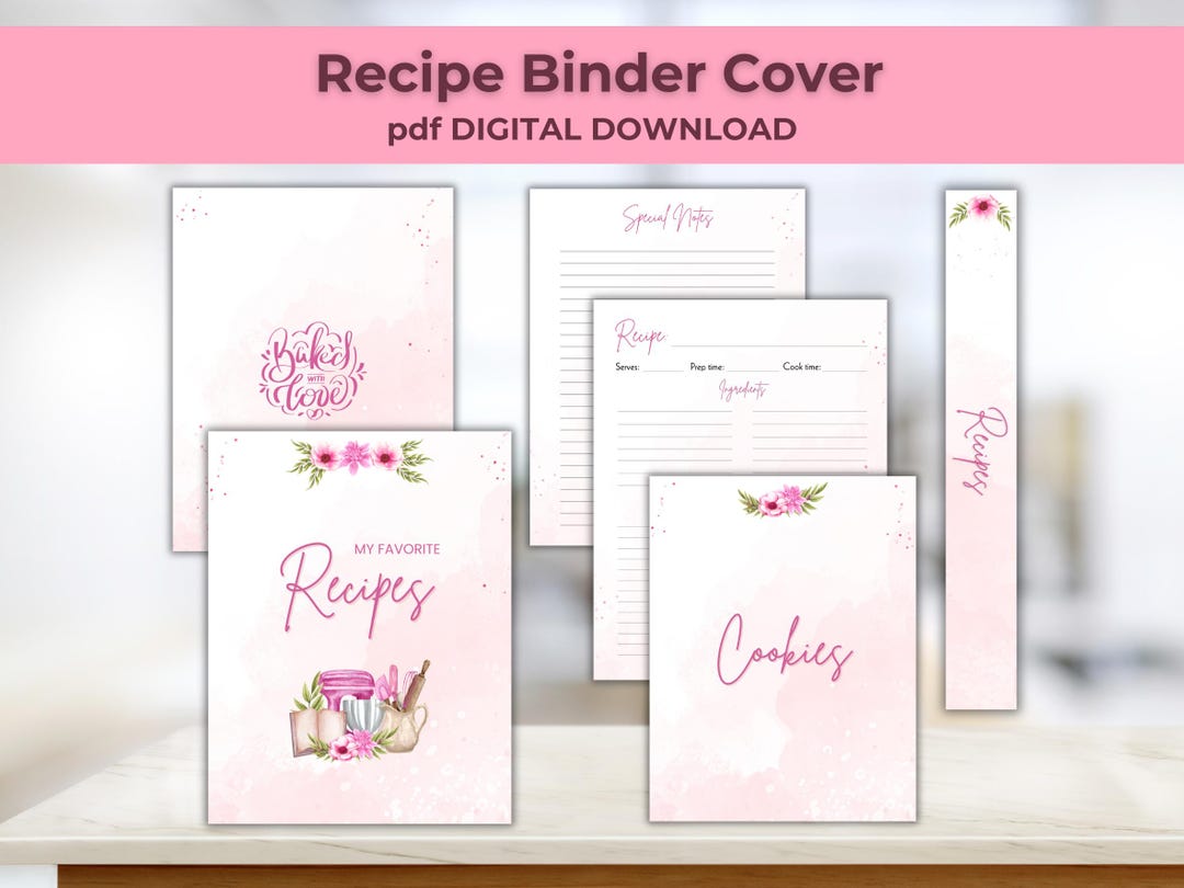 Printable Recipe Binder Cover, Recipe Binder, Recipe Box, Cake Order ...