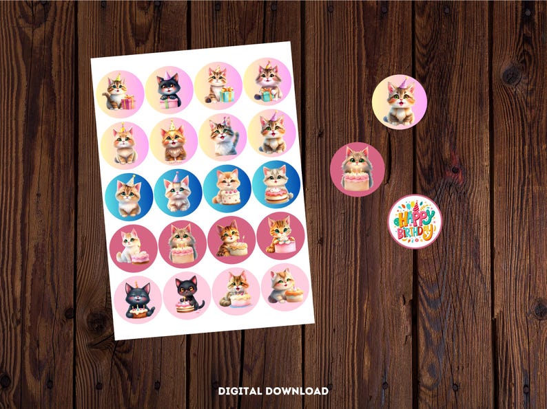 Printable Cat Cake & Cupcake Toppers | Cute Kitty Party Decor | Kids ...