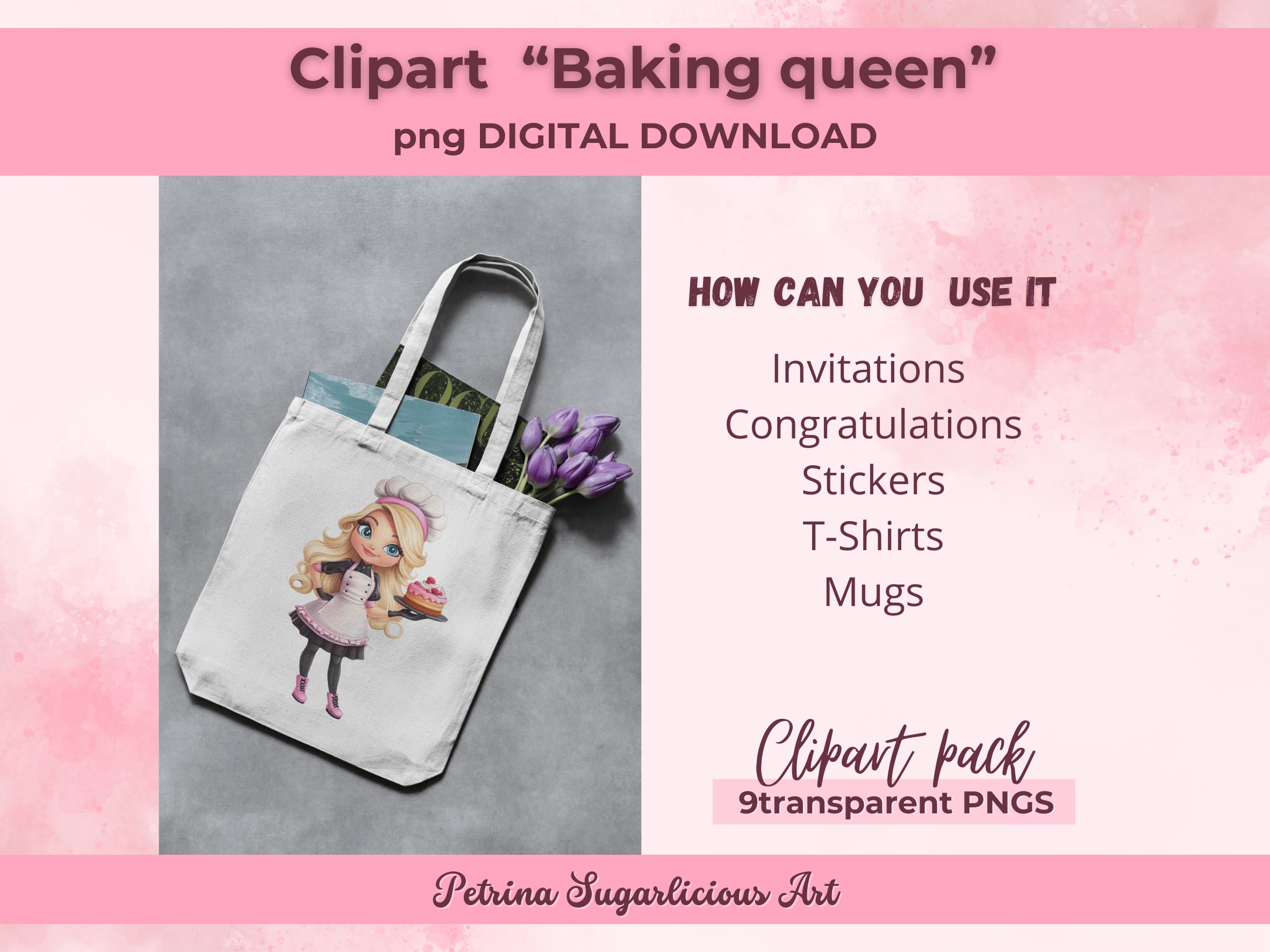 Baking Queen Clipart Set Bakery Logo Png Instant Download - Etsy