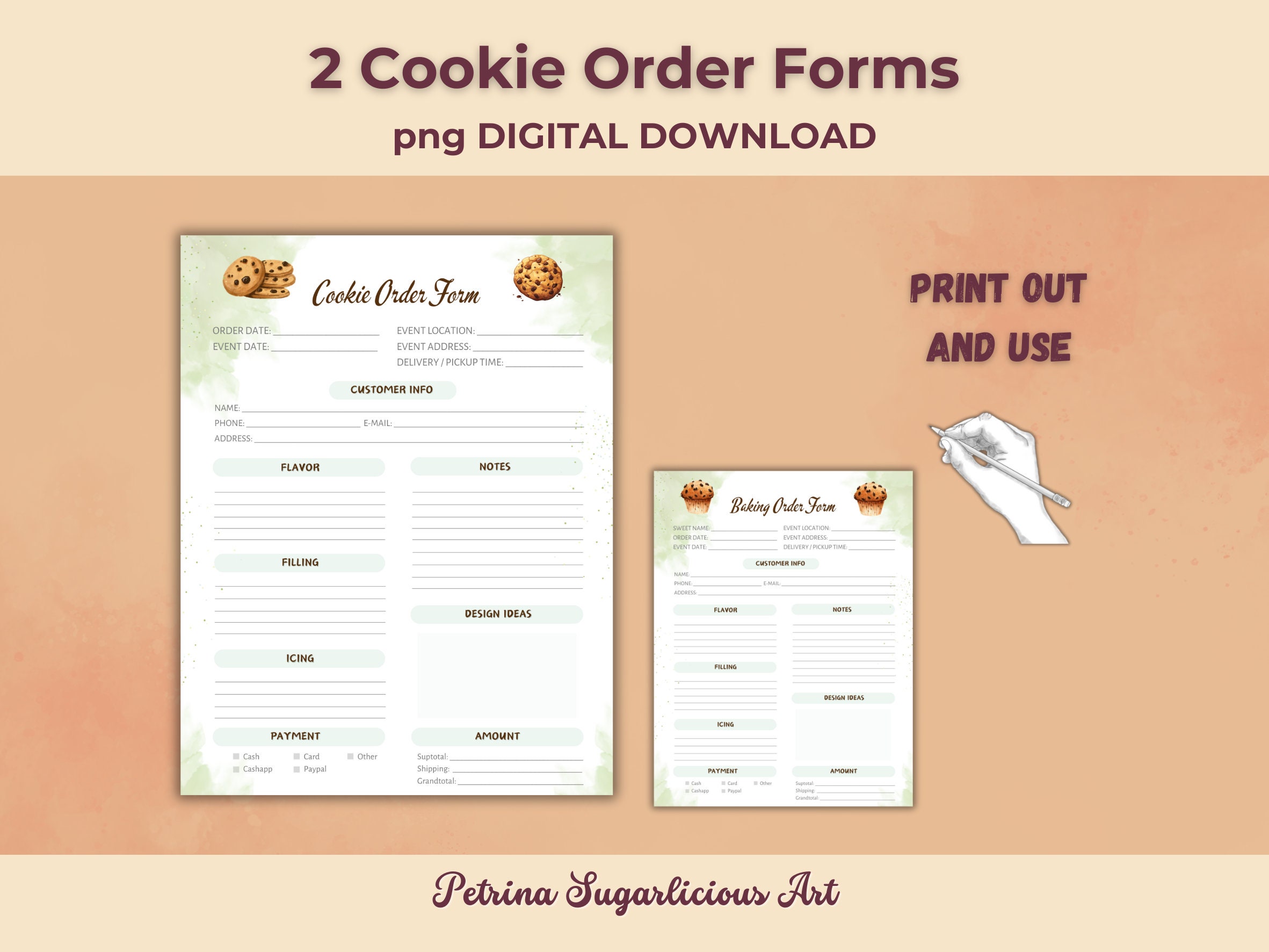 Cookie and Baking Order Form, Printable Cake Order Template, Digital ...